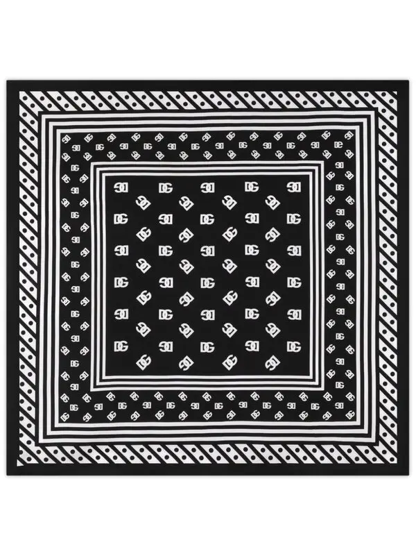 Dolce & Gabbana Logo-print Silk Scarf - Black