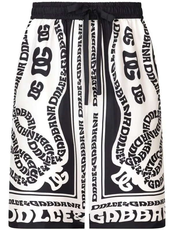 Dolce & Gabbana Logo-print Silk Shorts - White