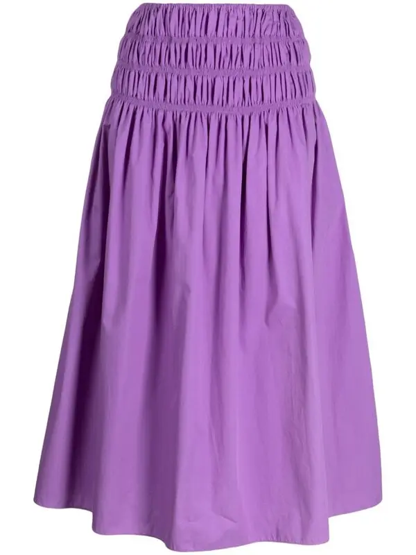 BAMBAH Gathered Cotton-poplin Midi Skirt