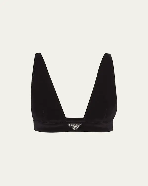 Prada Velvet Denim Cropped Top - Nero