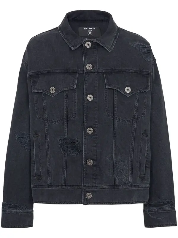 Balmain Ripped-detail Denim Jacket