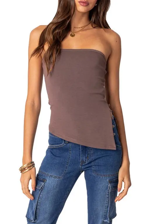 EDIKTED Silvia Asymmetric Strapless Top