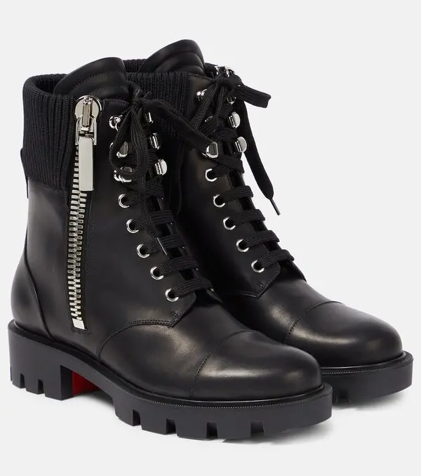 CHRISTIAN LOUBOUTIN En Hiver Lug Leather Combat Boots