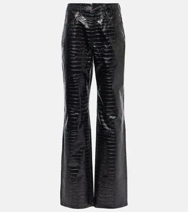 The Frankie Shop Bonnie Croc-Effect Faux Leather Pants In Black
