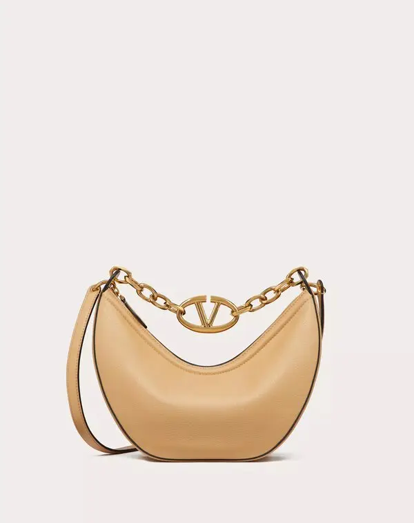 ValentinoGaravani Small Vlogo Moon Hobo Bag In Leather With Chain