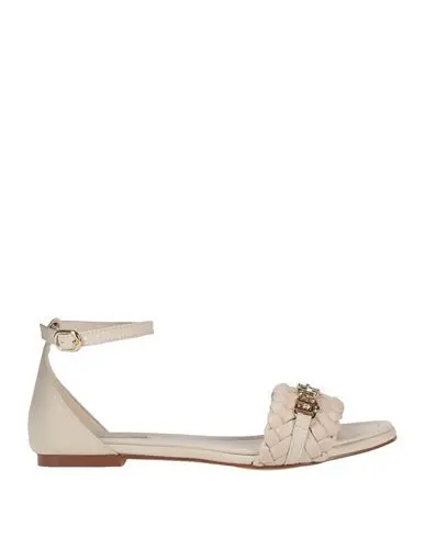 LIU •JO Leather Ankle Strap Sandals - White