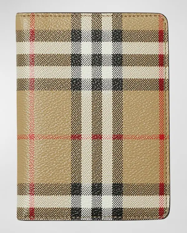 Burberry Check Bifold Passport Holder - Archive Beige