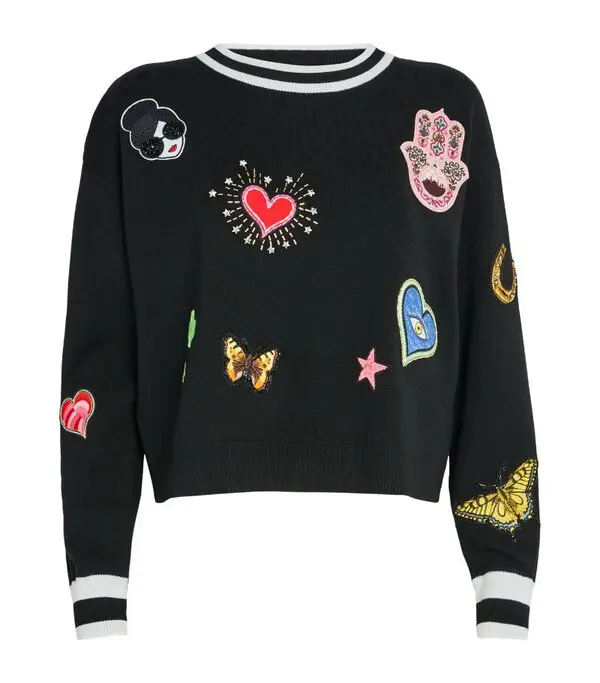 Alice + Olivia Alice + Olivia Wool-blend Appliqué Gleeson Sweater ...