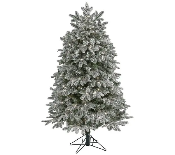 NEARLY NATURAL 7-ft Flocked Colorado Fir Christ As Tree W/leds