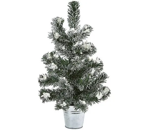 NEARLY NATURAL 18-in Snowy Pine Tree With Tin