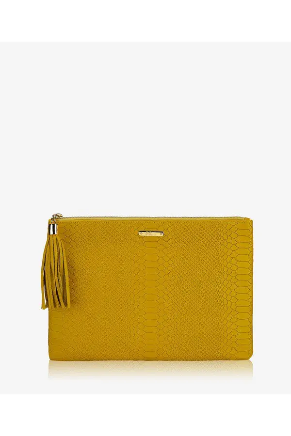 Gigi New York Uber Embossed Python Clutch - Natural