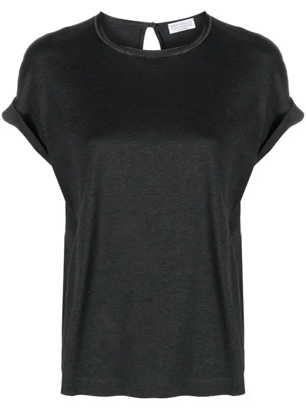 Brunello Cucinelli Keyhole-detail T-shirt - Grey