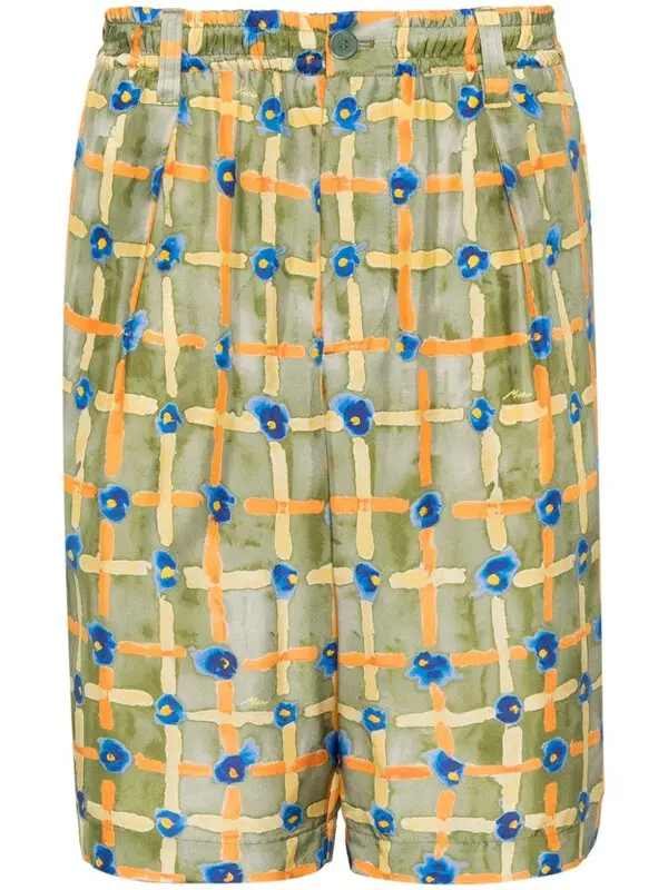 Marni Abstract-print Bermuda Shorts - Green