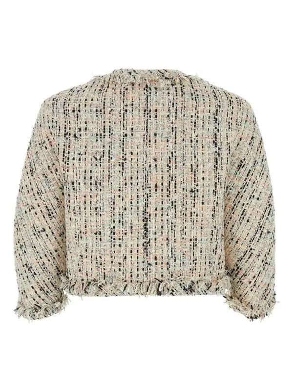 Alexander McQueen Frayed Tweed Jacket - Neutrals