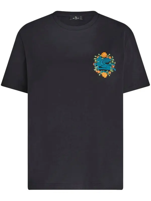 Etro Pegaso-embroidered T-shirt - Black