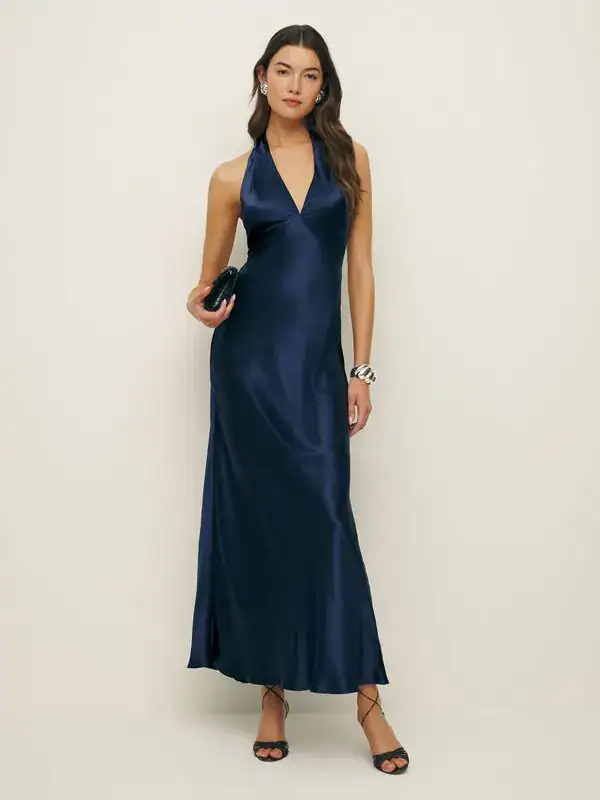 black beaded halter dress Beaded Jersey Short Halter Slit Dress by Poly USA 9676