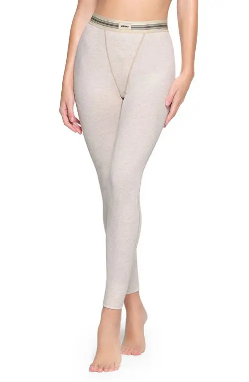 SKIMS Stretch Cotton Rib Leggings - Heather Oatmeal