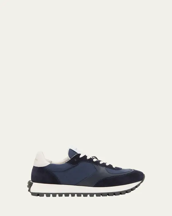 GIANVITO ROSSI Gravel Retro Runner Sneakers - Denim Offwhite