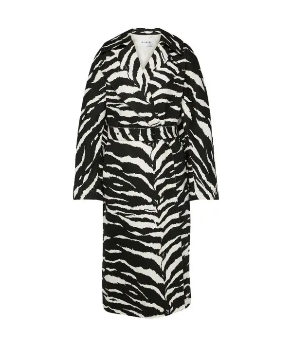 Alaïa Zebra-print Denim Trench Coat