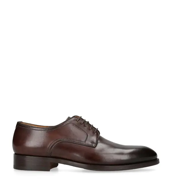 Magnanni Leather Stitch Flex Derby Shoes - Brown
