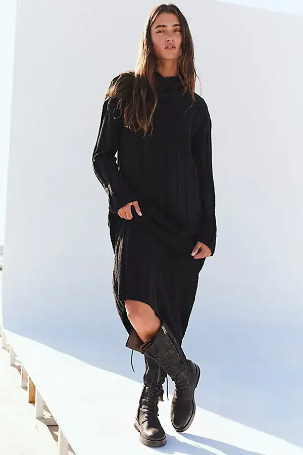 relaxed fit sweater dress Women's Ease Into It Camel Brown Knit Half-Zip Funnel Collar Longline Sweater Dress | Color: Tan | Size: M main image 1