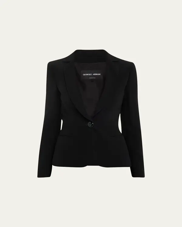 Giorgio Armani Cady Tailored Blazer - Solid Black