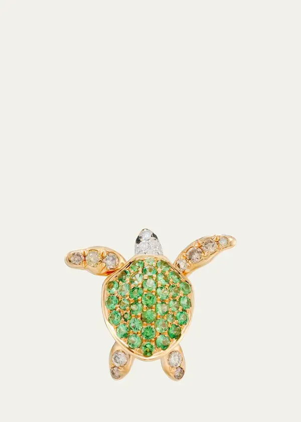 MIO HARUTAKA Green Garnet Turtle Earring