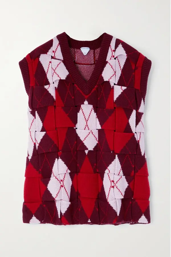 Bottega Veneta Intrecciato Argyle Wool-jacquard Vest