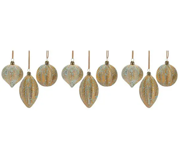 MELROSE Distressed Ribbed Glass Ornament