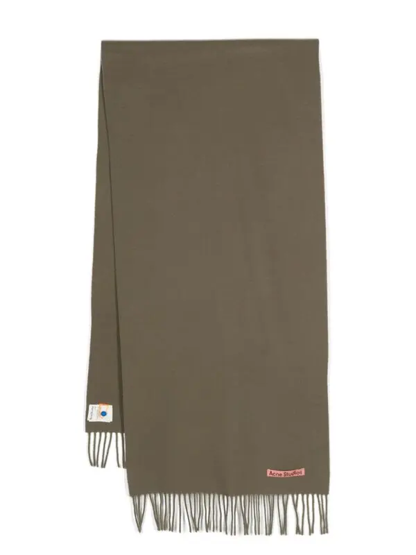 Acne Studios Logo-appliqué Wool Scarf - Green
