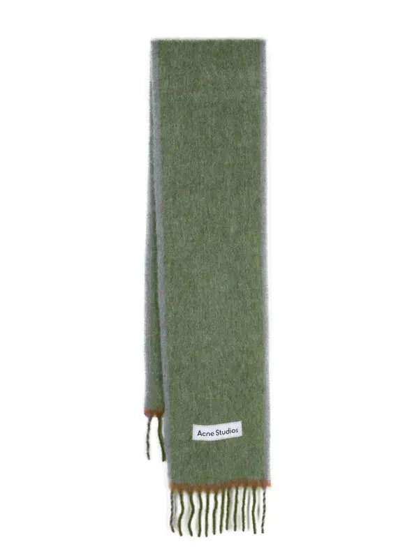 Acne Studios Logo-appliqué Contrasting-trim Scarf - Green