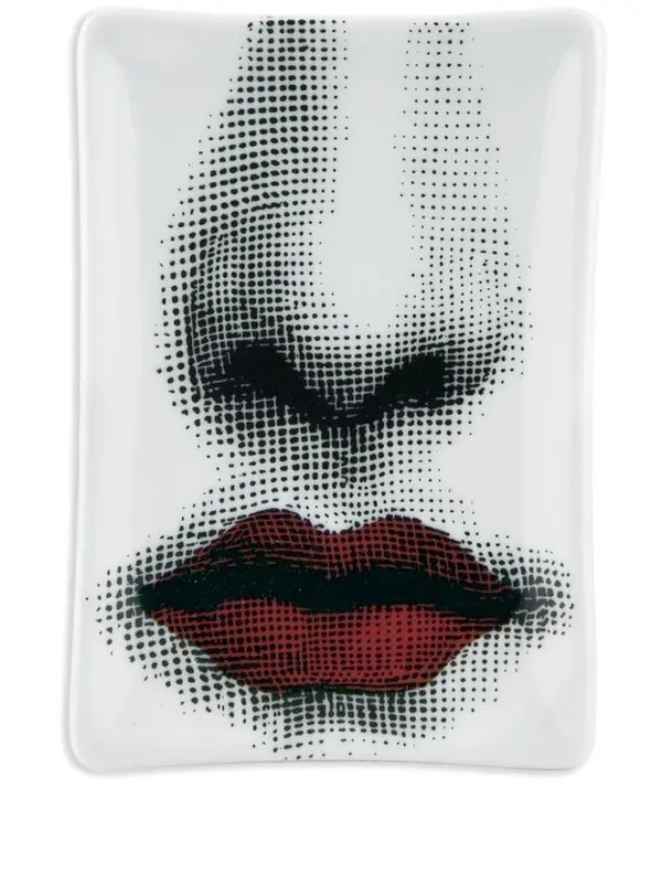 FORNASETTI Tema E Variazioni Bocca Porcelain Ashtray - White