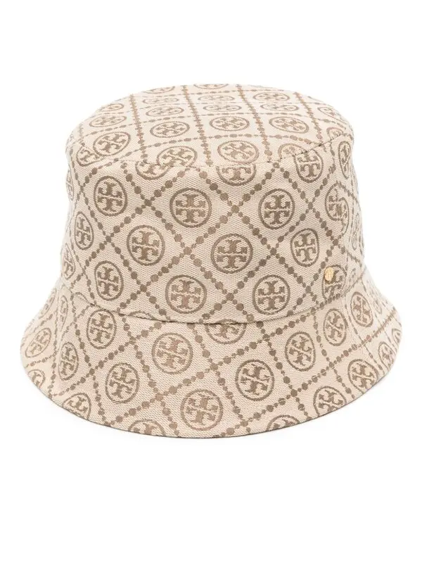 Tory Burch Logo-jacquard Bucket Hat - Neutrals