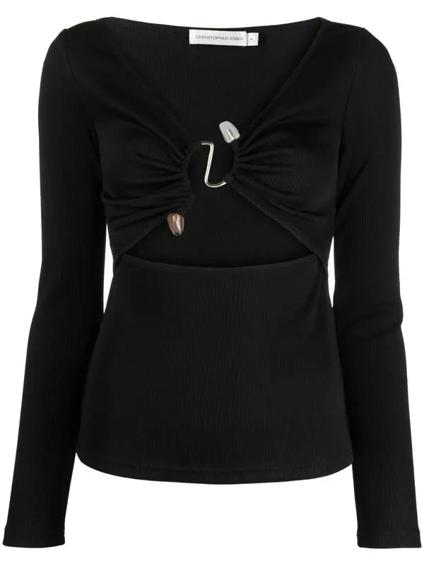 Christopher Esber Callisto Embellished Ribbed-knit Top