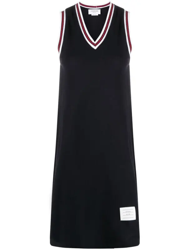 Thom Browne Rwb-stripe Piqué Tennis Minidress - Blue