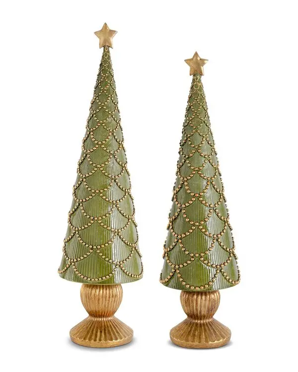 Buy K&K INTERIORS Set Of 2 Resin Trees With Scallops - Green At 29% Off ...