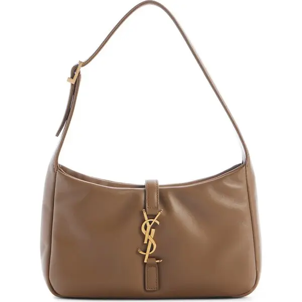 Saint Laurent Le 5 À 7 Padded Leather Hobo Bag - Dark Peanut