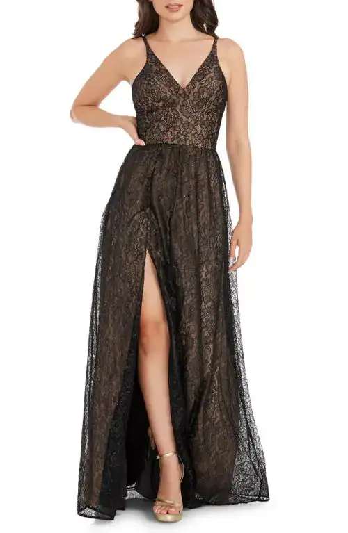 open lace back dress The Dana Dress-Black – Origins Studios main image 1