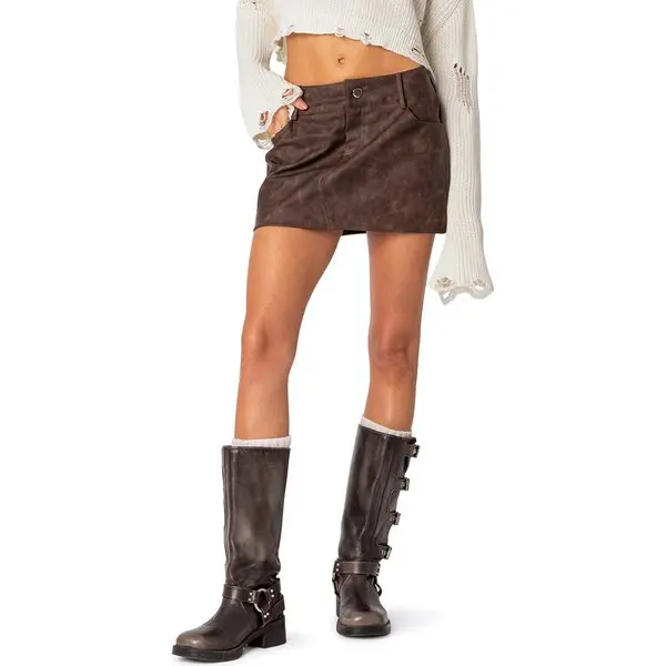 EDIKTED Euphoria Faux Leather Miniskirt