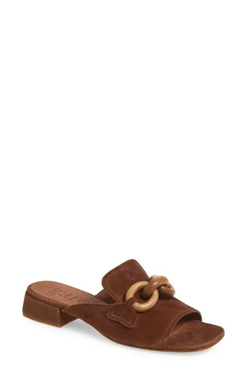 PEDRO GARCIA Enna Slide Sandal - Spice Plush Suede-walnut