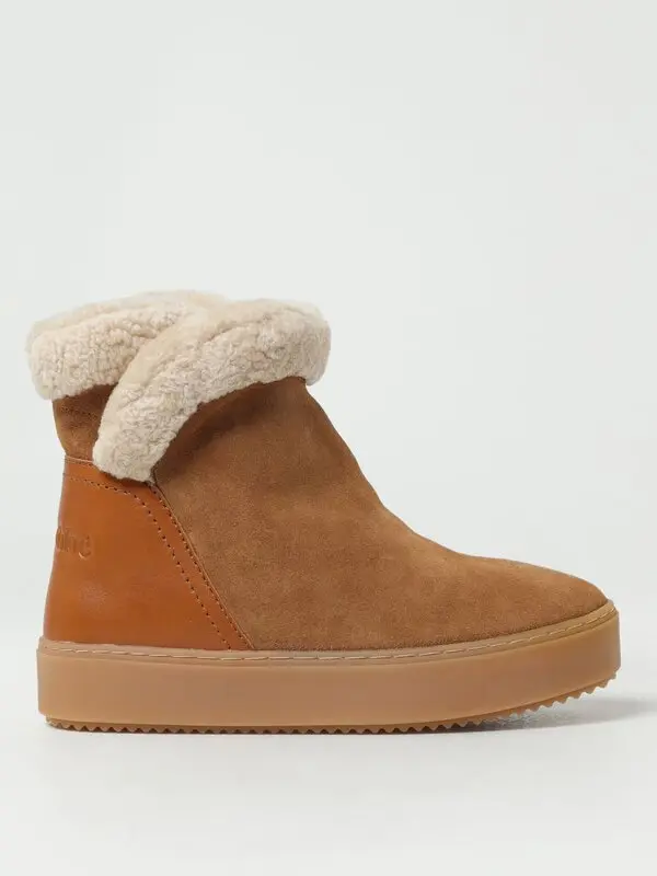 See By Chloé Suede And Shearling Ankle Boots - Natural