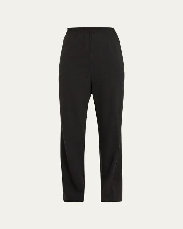 Eskandar Narrow Elastic Waist Wool Trousers - Coal