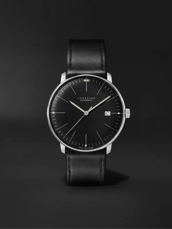 JUNGHANS Max Bill Automatic 38mm Stainless Steel And Leather Watch ...