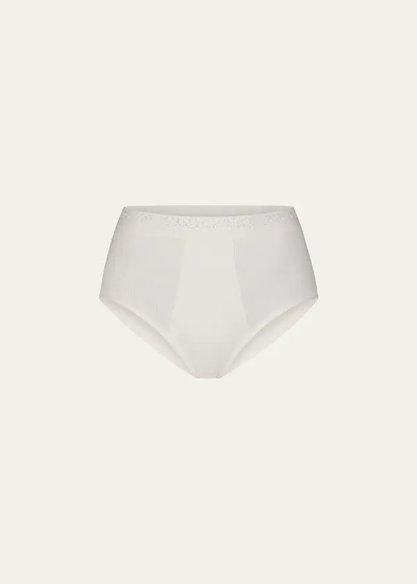 SWAROVSKI X SKIMS Cotton Rib High-rise Crystal Logo Briefs - Light ...