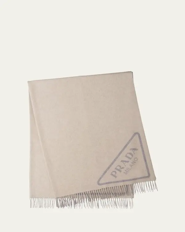 Prada Cashmere Cozy Throw Blanket - White/gray