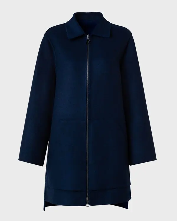 Akris Fabiola Brushed Cashmere Coat - Navy
