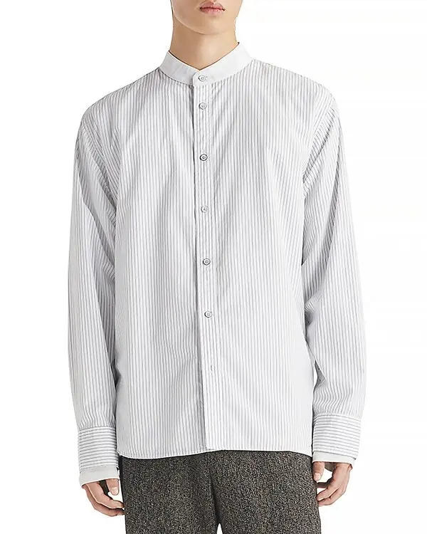 Rag & Bone Landon Relaxed Fit Poplin Shirt - Navy Stripe