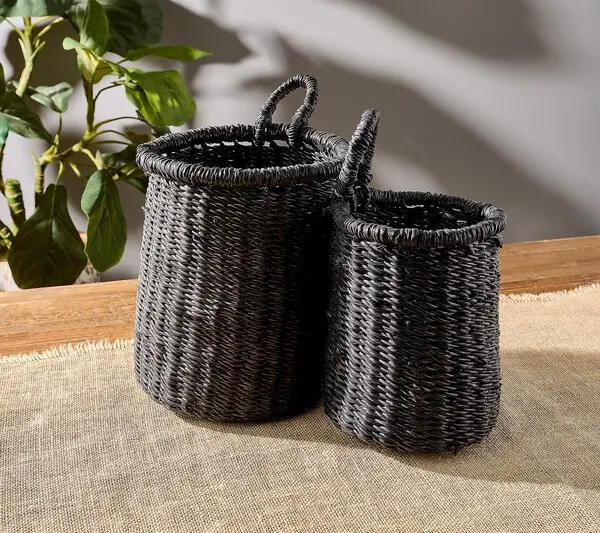 KAZI As Is Hand-crafted 2-piece Wovennesting Hanging Basket