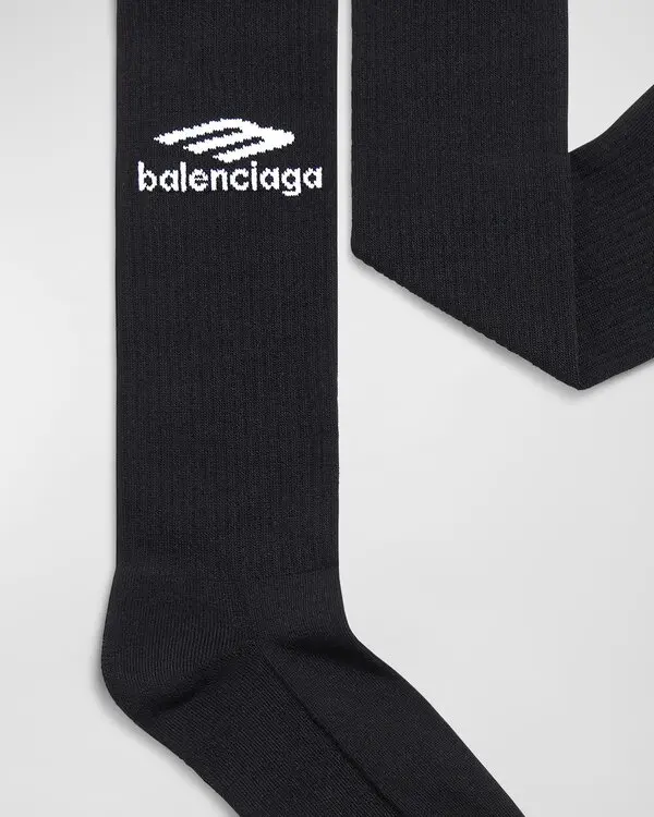 Balenciaga 3b Sports Icon Crew Socks 1077 Black/White Editorialist