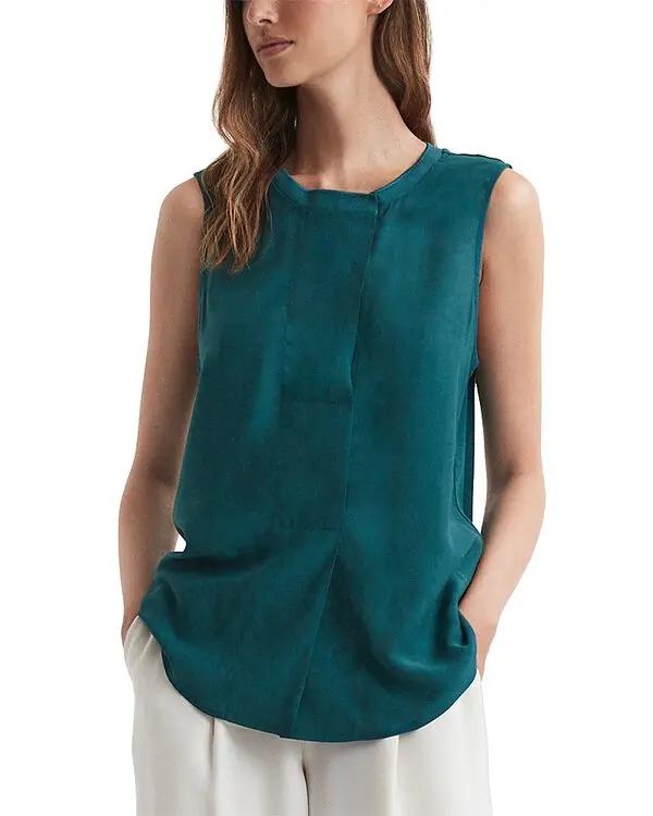 REISS Jennifer Sleeveless Top - Teal | Editorialist